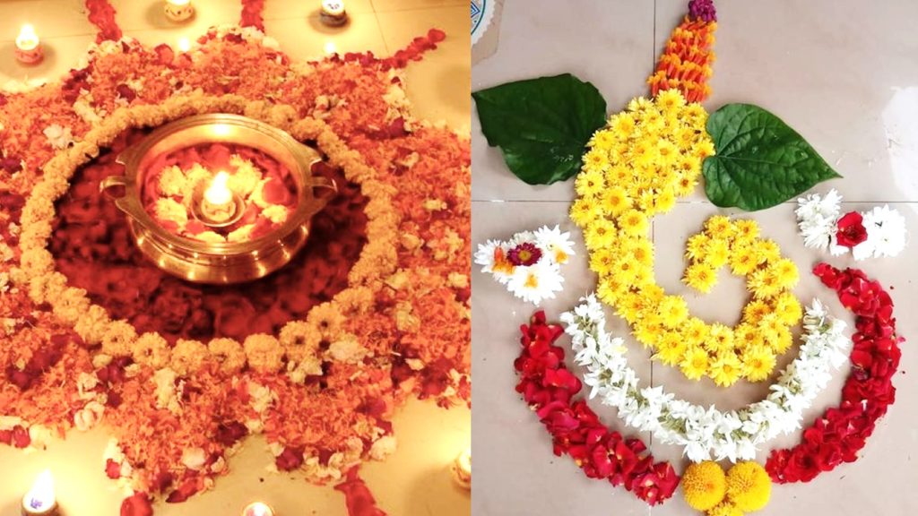 20 Simple & Easy Flowers Rangoli Designs For Diwali (2023)
