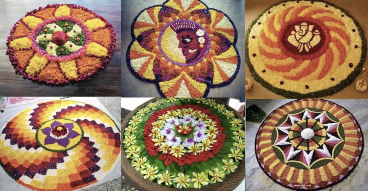 20+ Onam Pookalam & Rangoli Design Ideas With Flowers
