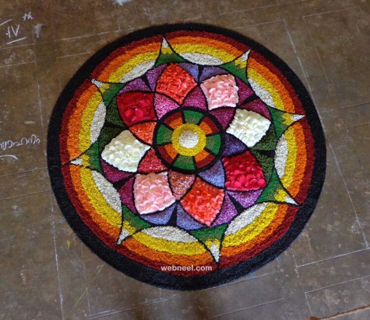 20+ Onam Pookalam & Rangoli Design Ideas With Flowers