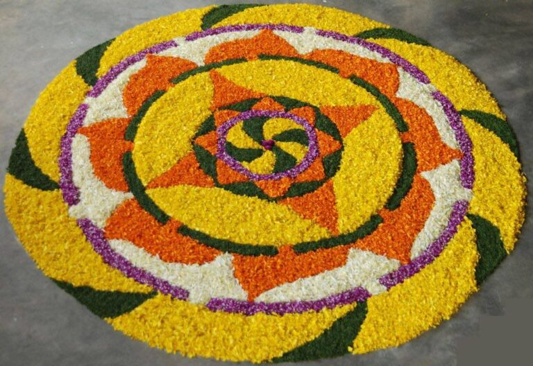 20+ Onam Pookalam & Rangoli Design Ideas With Flowers
