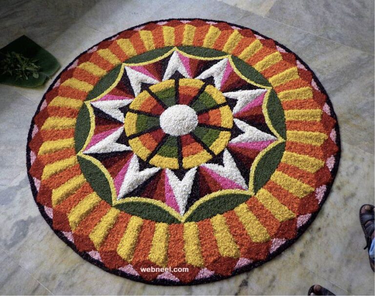 20+ Onam Pookalam & Rangoli Design Ideas With Flowers