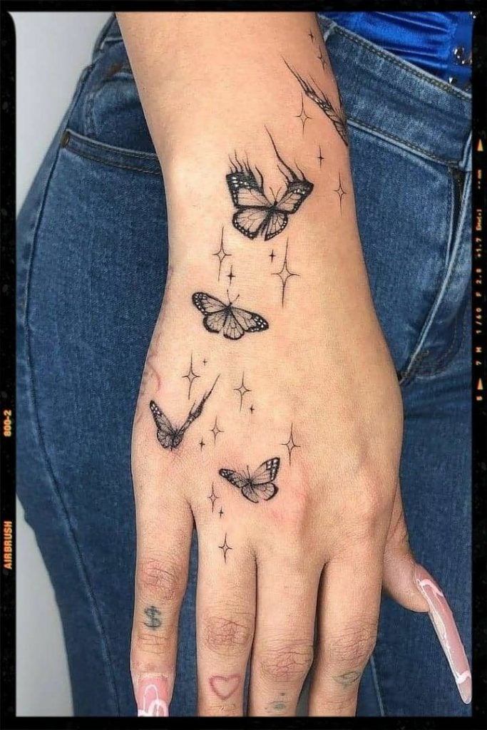 Top 50 Best Butterfly Star Tattoo Designs