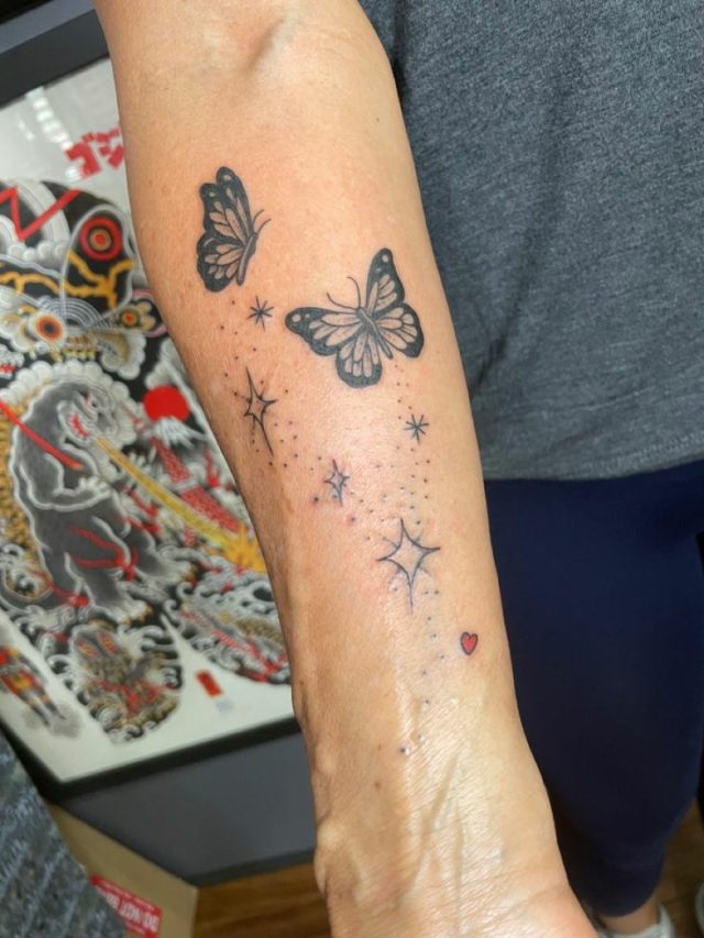Top 50 Best Butterfly Star Tattoo Designs