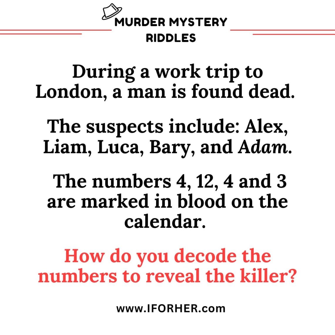 Challenging Murder Mystery Riddles For Adults